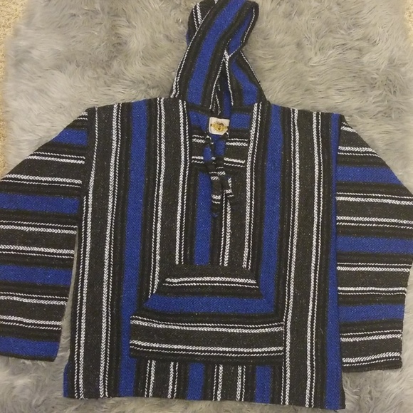 Earth Ragz | Shirts | Earth Ragz Blue Yellow Poncho Sz Large | Poshmark
